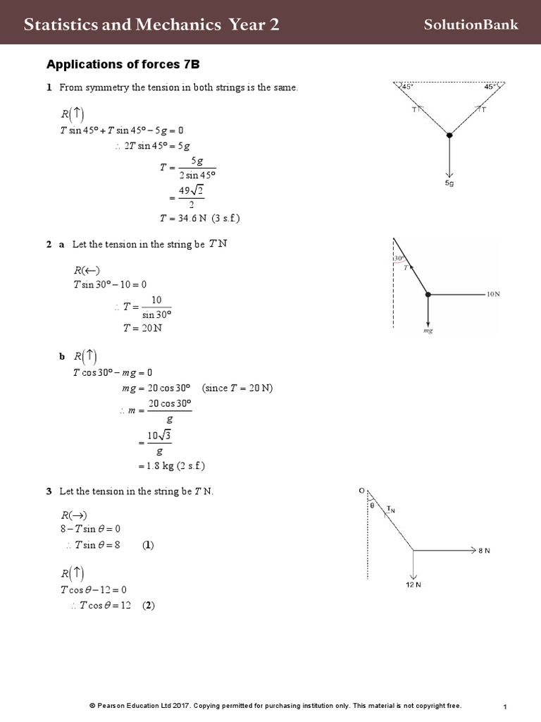 Applications of Forces 7B: From Symmetry The Tension in Both Strings Is ...