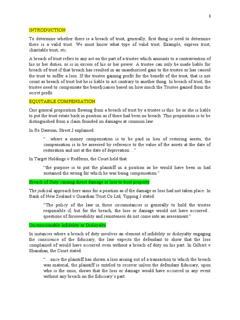 Breach of Trust Liability | PDF | Trust Law | English Trust Law