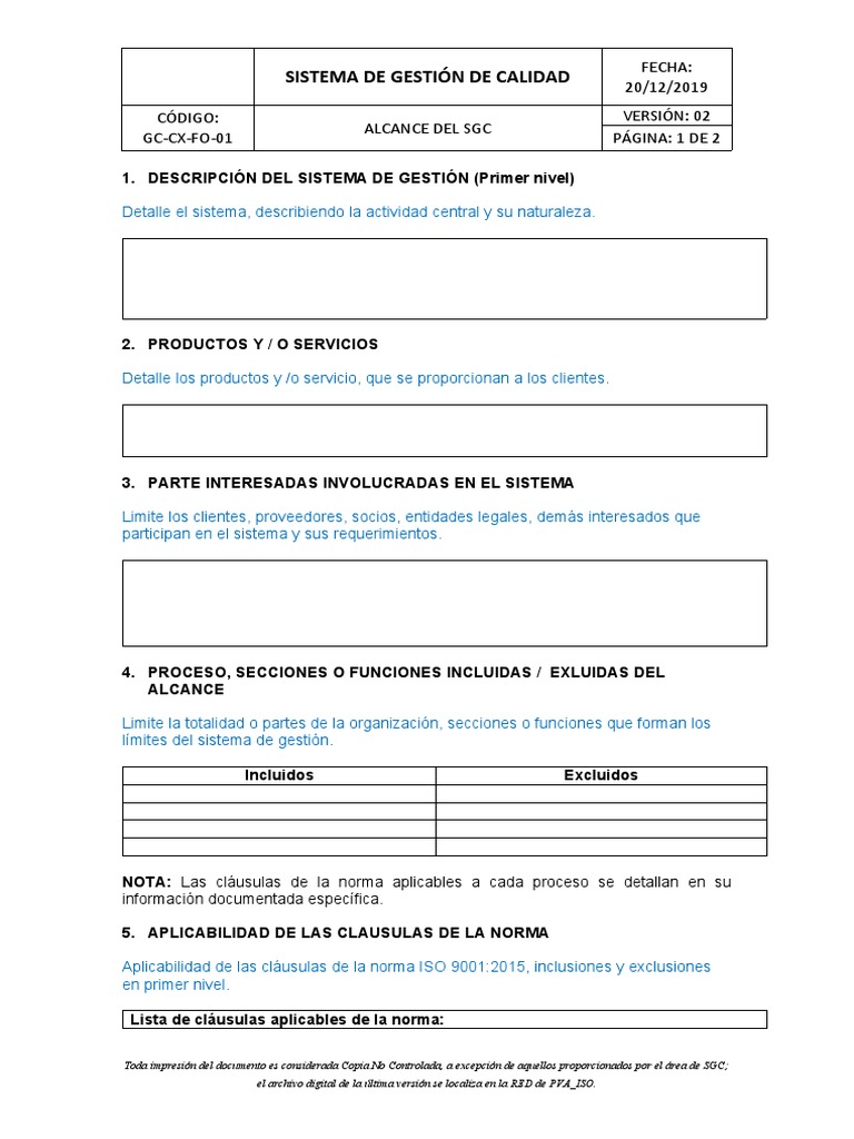 Alcance Del SGC | PDF | Calidad (comercial) | Sistema de manejo de calidad