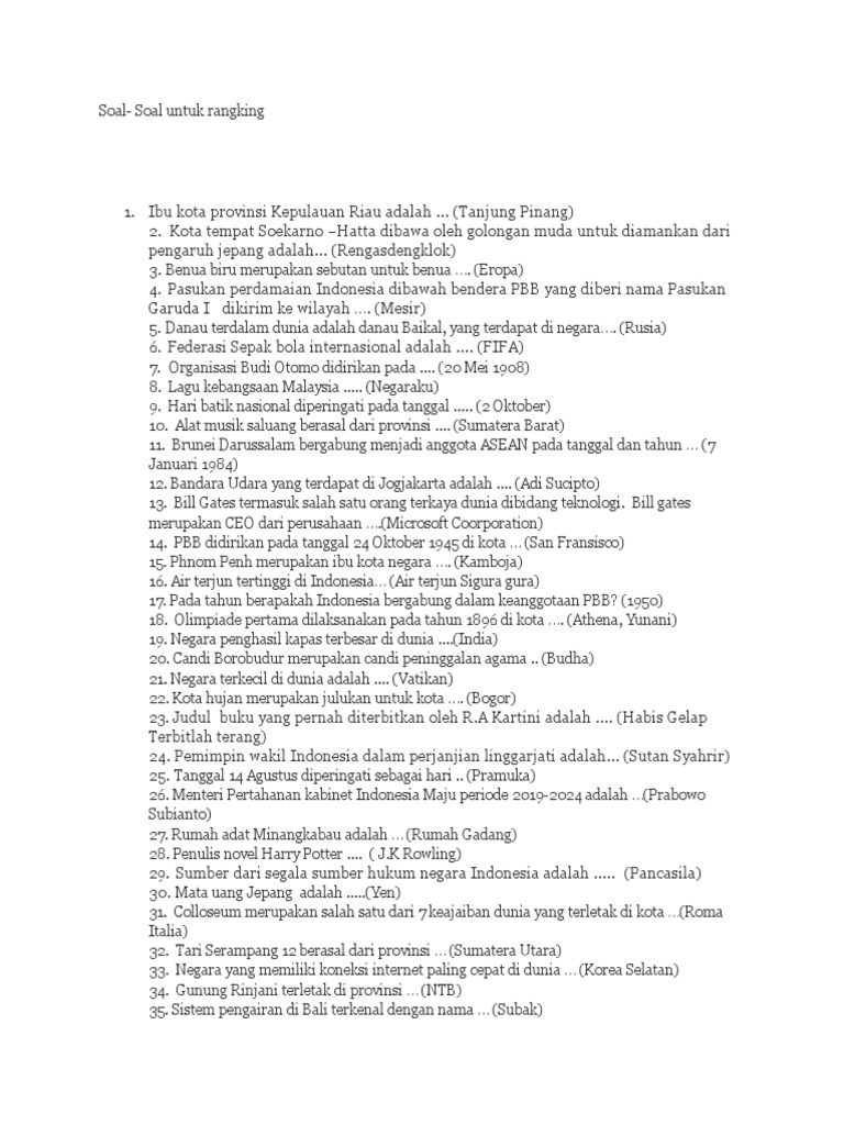 Soal Untuk Rangking 1 | PDF