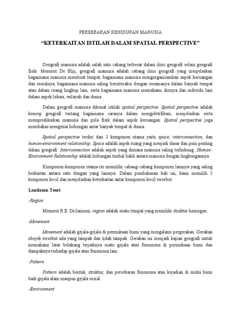 Spatial Perspective in Geography | PDF