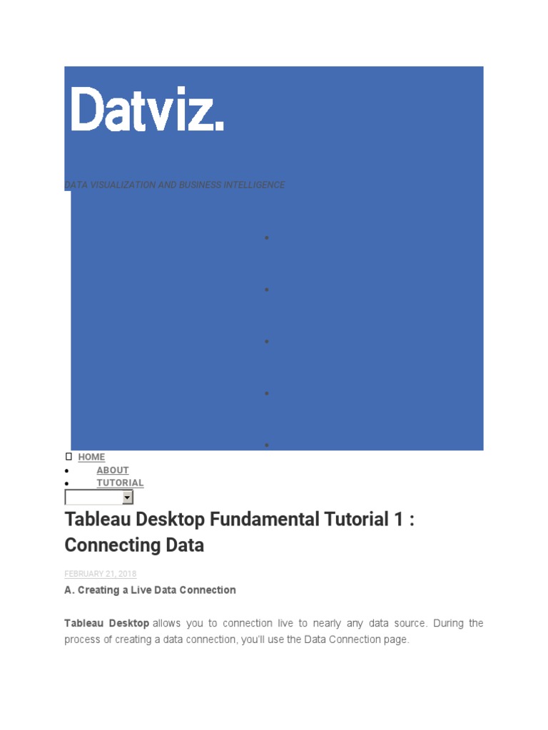 Tableau Desktop Fundamental Tutorial 1: Connecting Data: Data ...