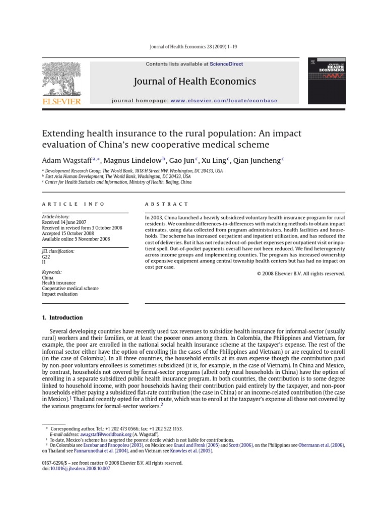 2009 Wagstaff | PDF | Patient | Poverty