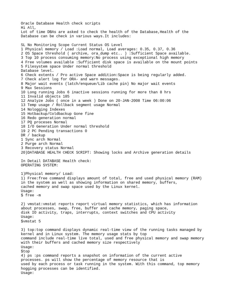 Database Health Check | PDF | Information Science | Computer Science