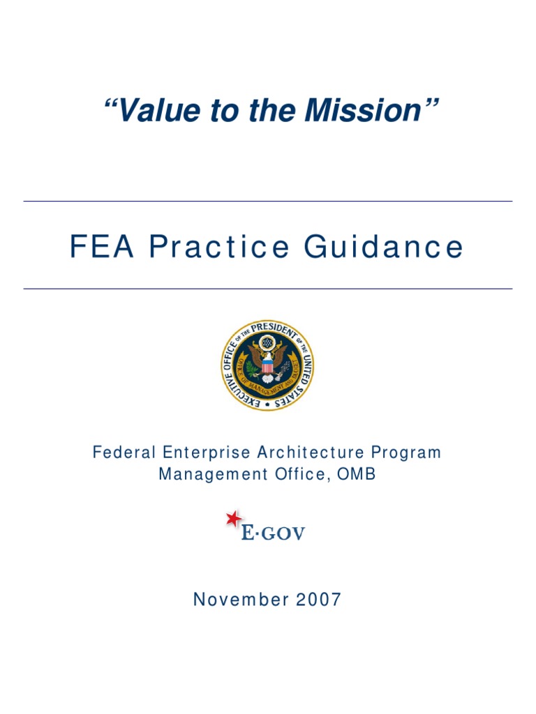 FEA Practice Guidance Nov 2007 | PDF | Enterprise Architecture ...