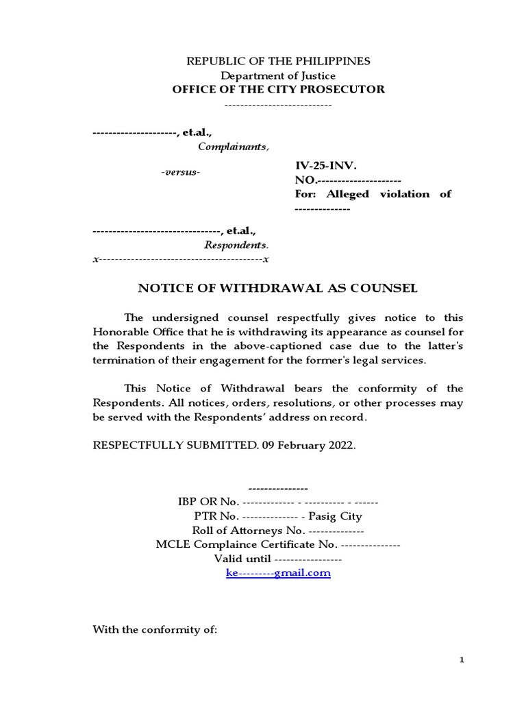 Notice of Withdrawal | PDF