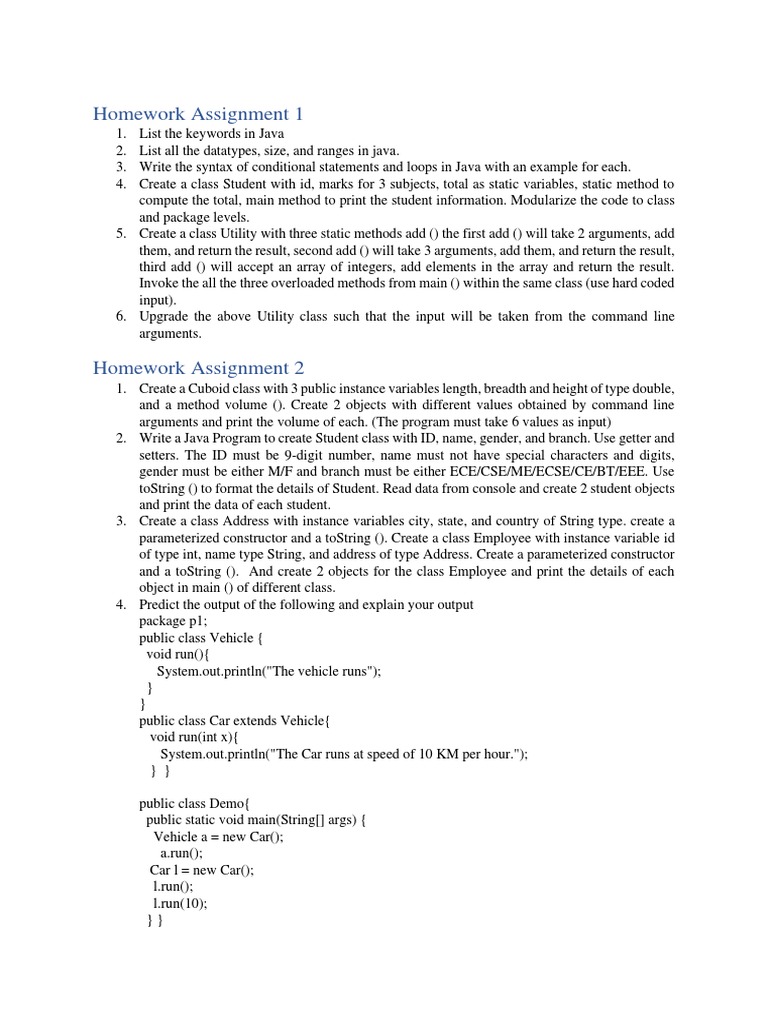 Homework Assignment 1 Pdf Class Computer Programming Constructor Object Oriented 1650