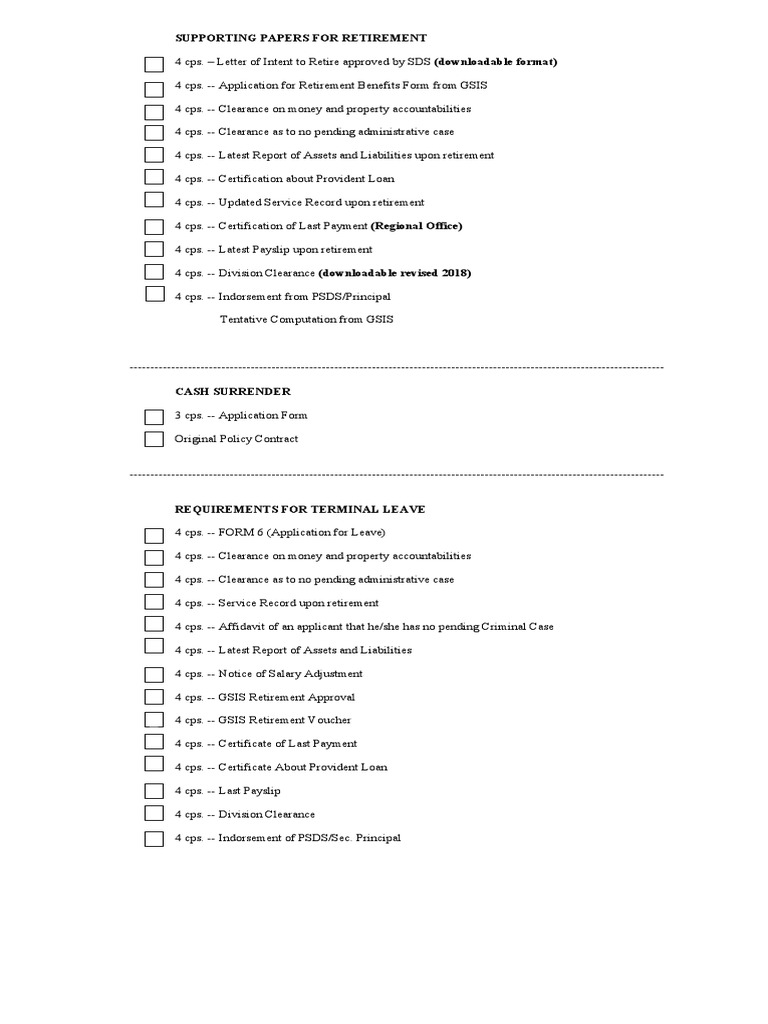 Supporting Papers For Retirement | PDF