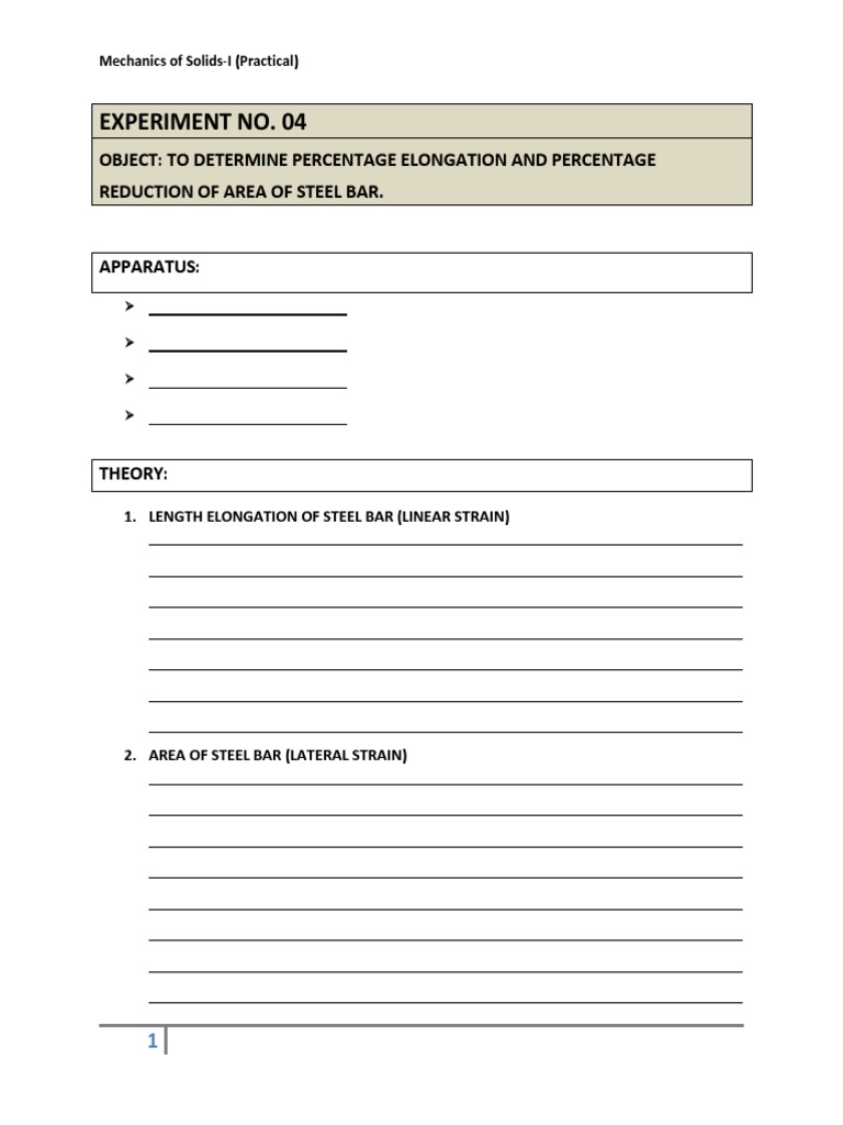 (Pr. # 04) Mechanics of Solids Practical (CE212) | PDF | Teaching ...