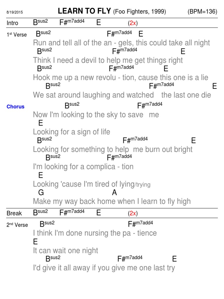 Learn To Fly - Foo Fighters (1999) | PDF