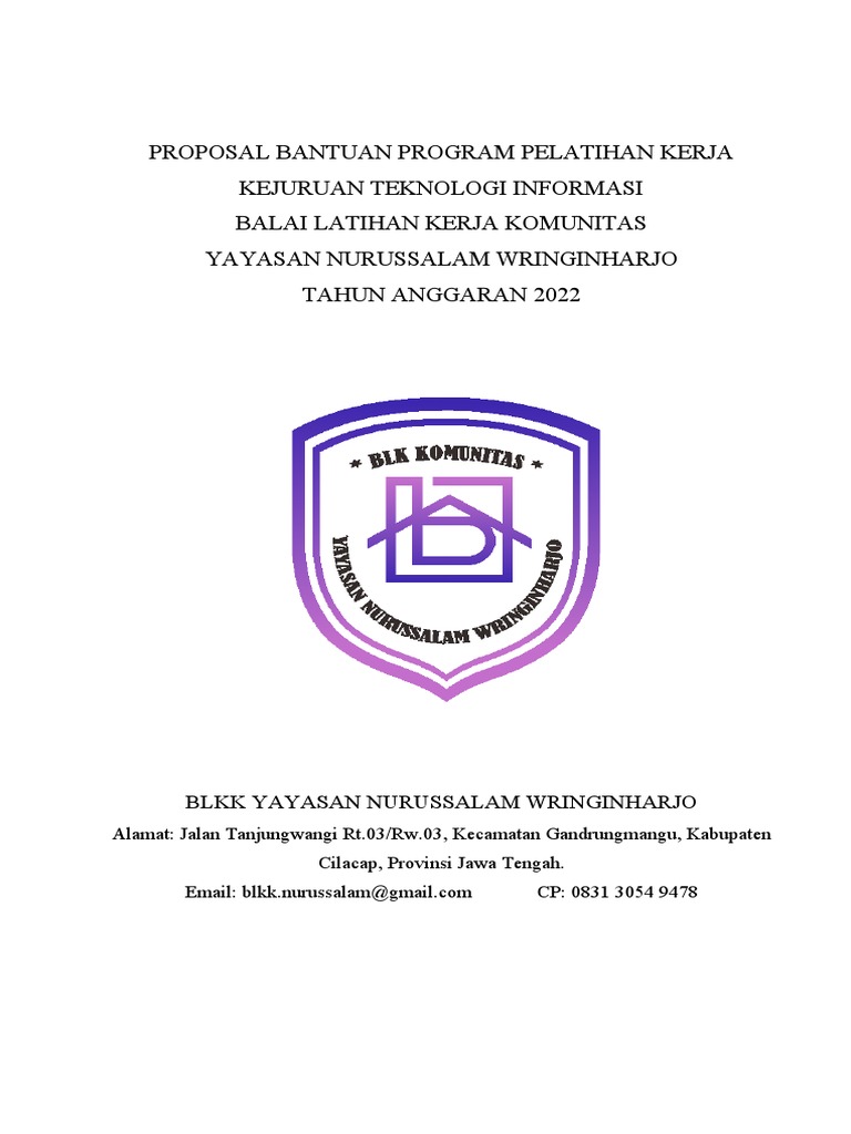 Proposal Pelatihan Kerja BLK 2022 | PDF