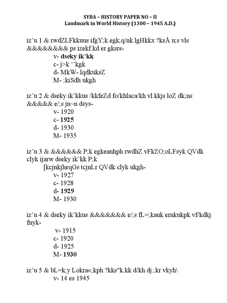 Syba History Paper No 2 Sem Iv | PDF