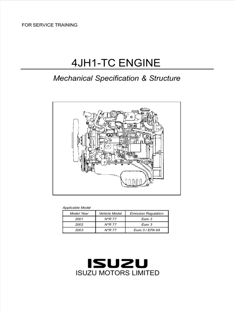 4Jh1-Tc Engine: Mechanical Specification & Structure | PDF | Piston ...