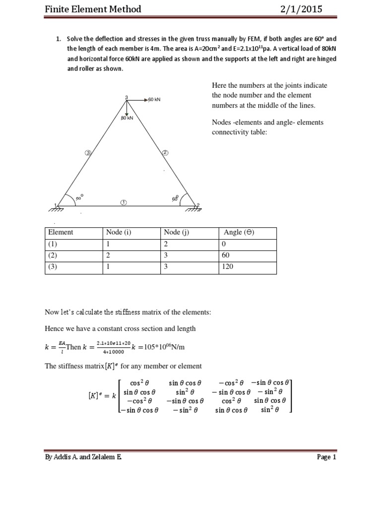 Fem Assignment 1 Pdf Finite Element Method Equations 4820