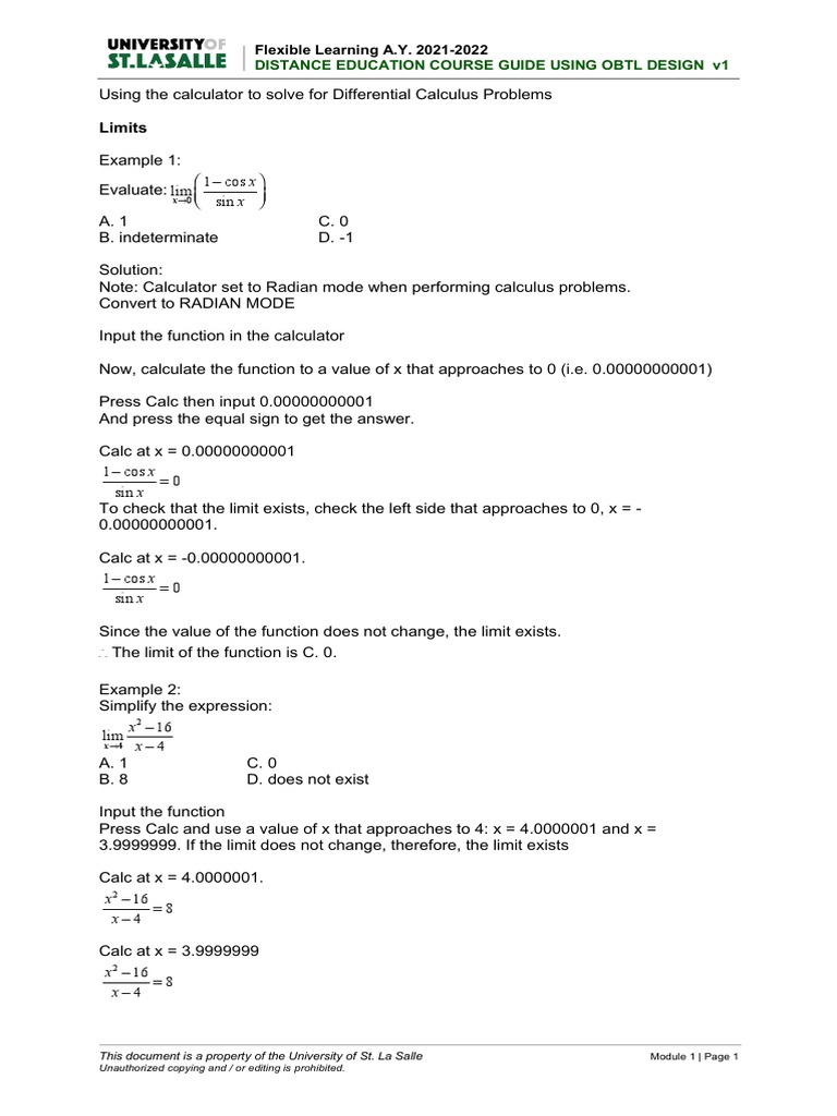 Differential Calculus Calculator Guide | PDF | Derivative | Function ...