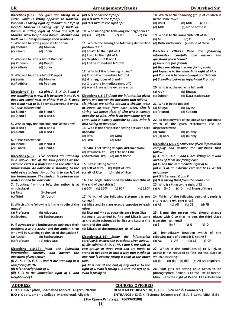 Sitting Linear Arrangement ## | PDF