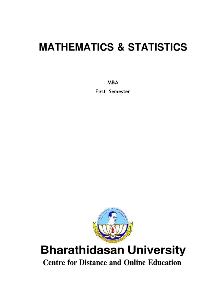 Mathematics Statistics MBA 1st Sem | PDF | Chi Squared Distribution ...
