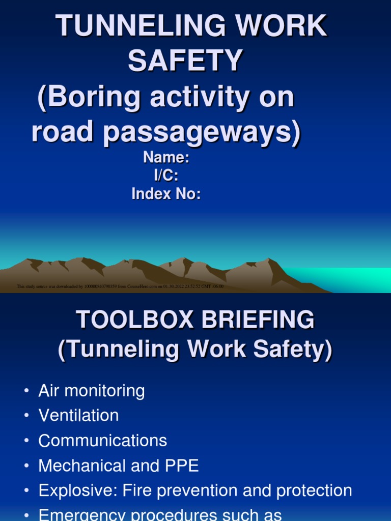 Jsa Tunneling Work 2 | PDF | Tunnel | Occupational Safety And Health