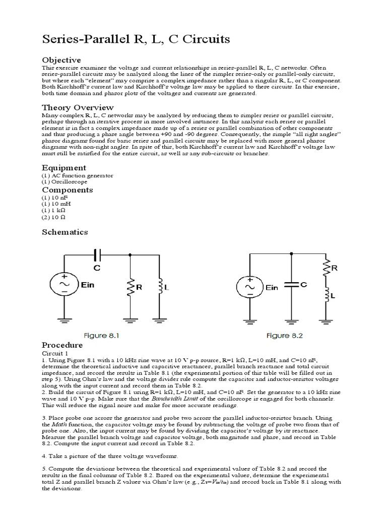 Series-Parallel R, L, C Circuits: Objective | PDF | Electrical ...