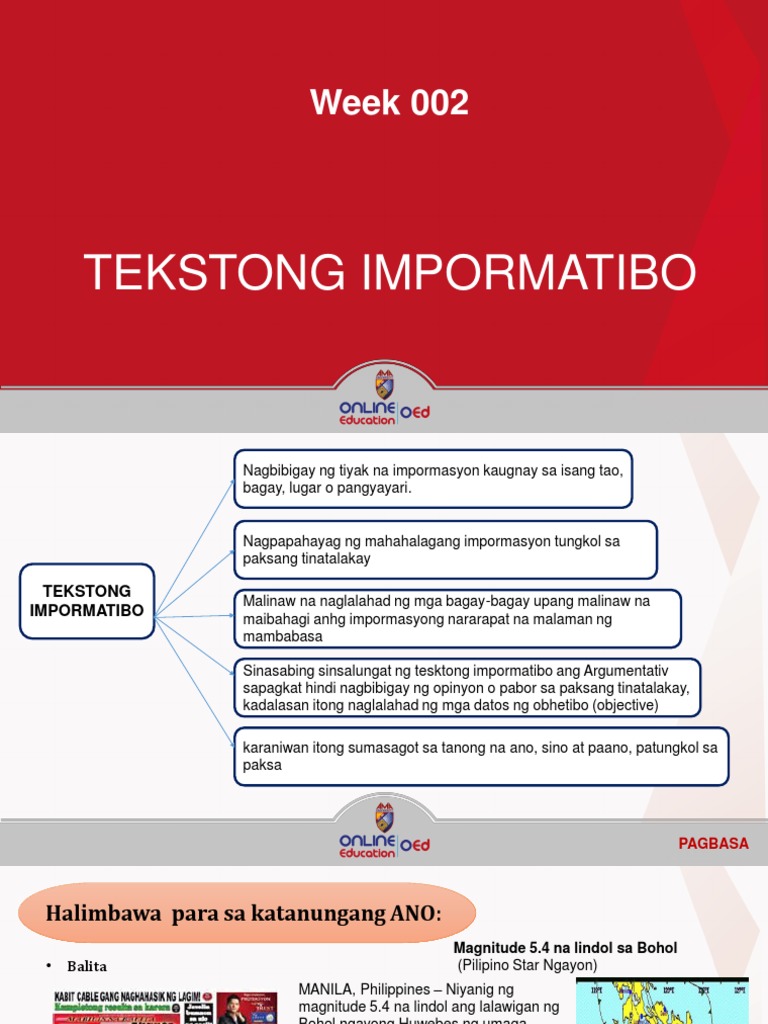 Week 003-Presentation Tekstong Impormatibo | PDF