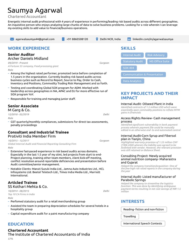 Saumya Agarwal Resume | PDF | Internal Audit | Audit