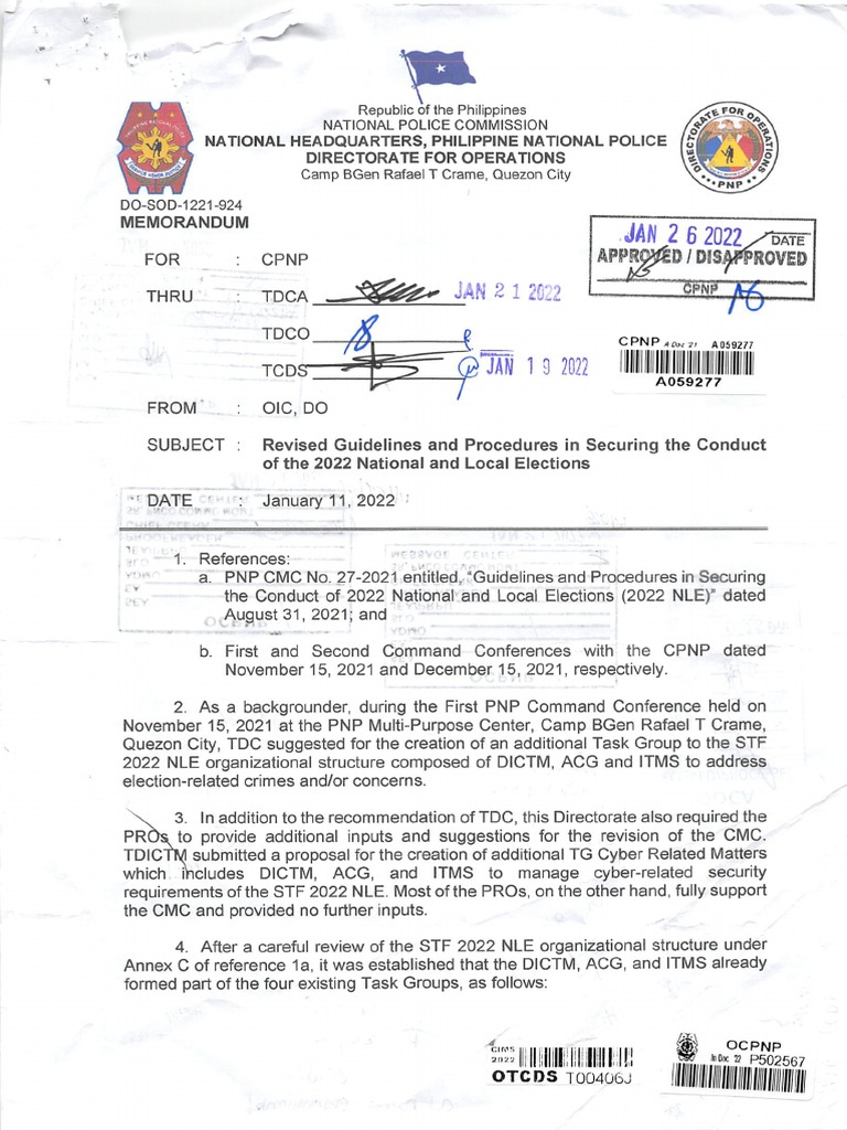 PNP CMC 03 2022 Revised Guidelines and Procedures in Securing The ...