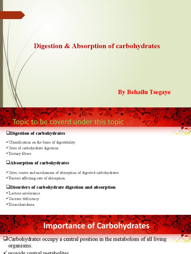 Absorbation and Digestion of Carbohydrates | PDF | Carbohydrates | Diet ...