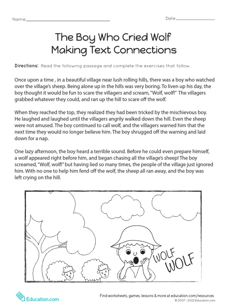 The Boy Who Cried Wolf Making Text Connections | PDF