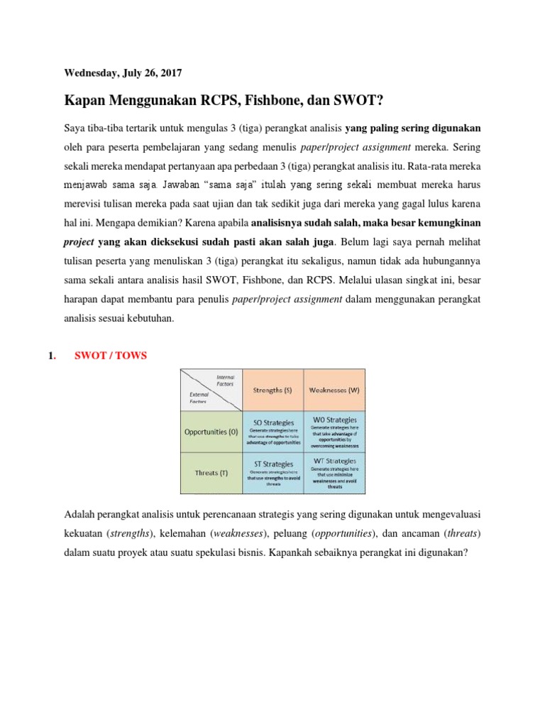 04d - Kapan Memakai RCPS, Fishbone & SWOT | PDF