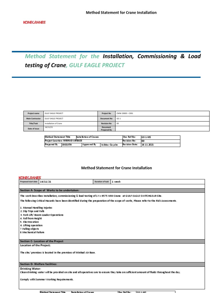Method Statement For The, Gulf Eagle Project: Installation ...