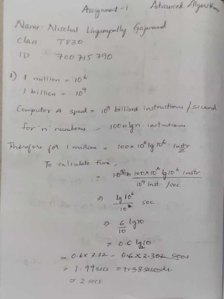 700715790T830 Adv Algo Assignment 1 | PDF