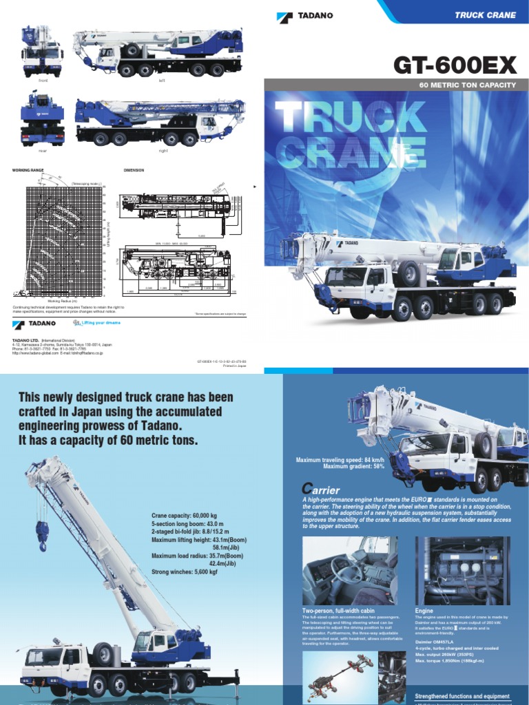 GT600EX | PDF | Crane (Machine) | Truck