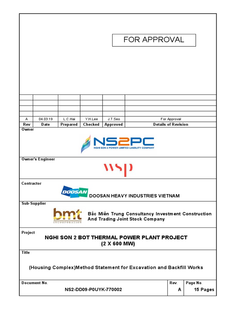 Method Statement For Excavation and Backfilling Works | Download Free ...