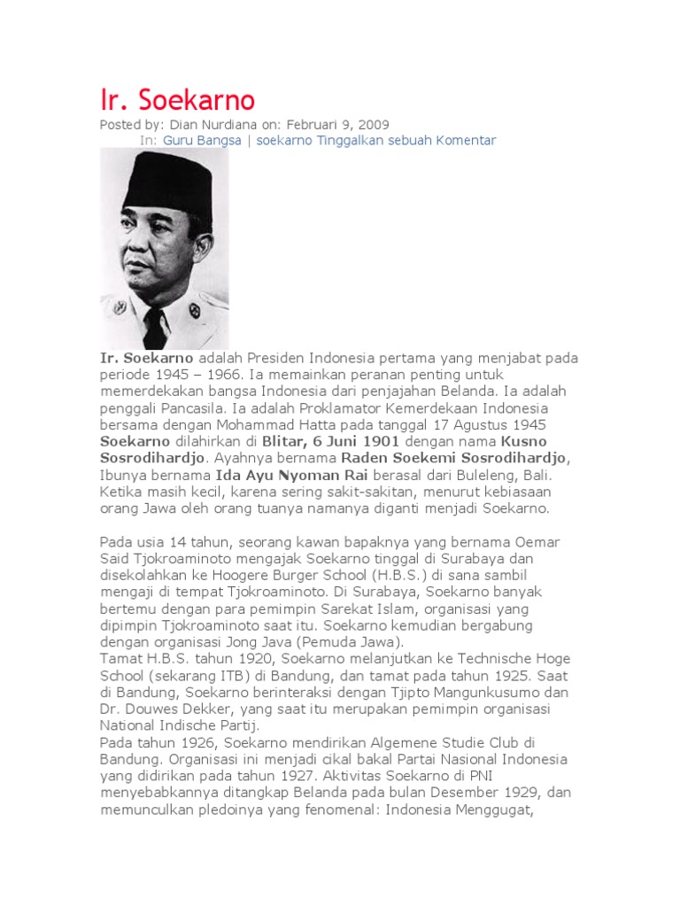 Biografi Soekarno: Proklamator RI | PDF
