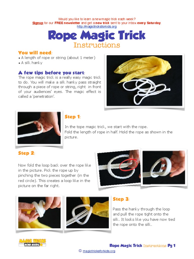 Rope Magic Trick: Instructions | PDF | Rope | Magic (Illusion)