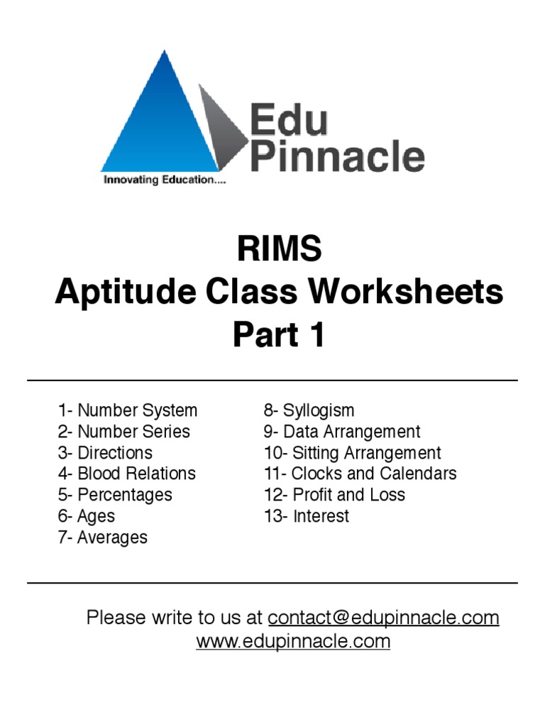 Aptitude Worksheets - 1 | PDF | Numbers | Mathematics