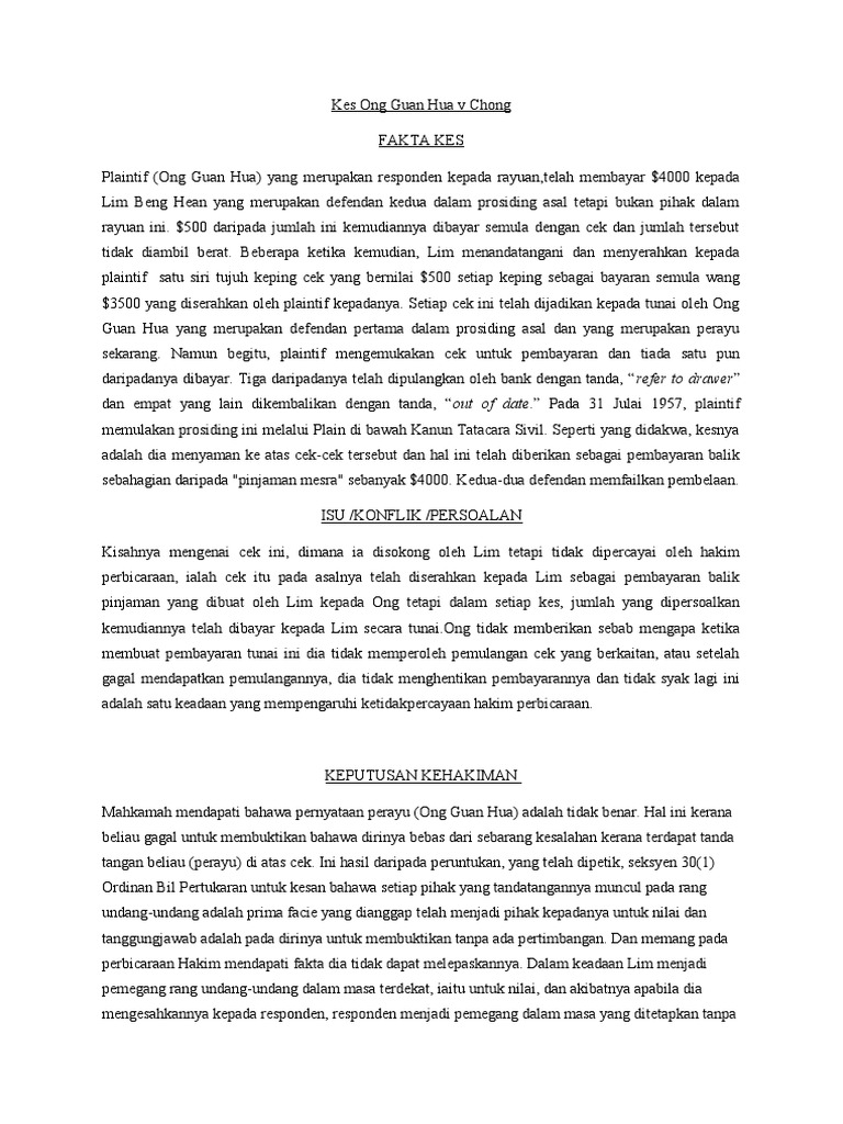 Ong Guan Hua V Chong | PDF