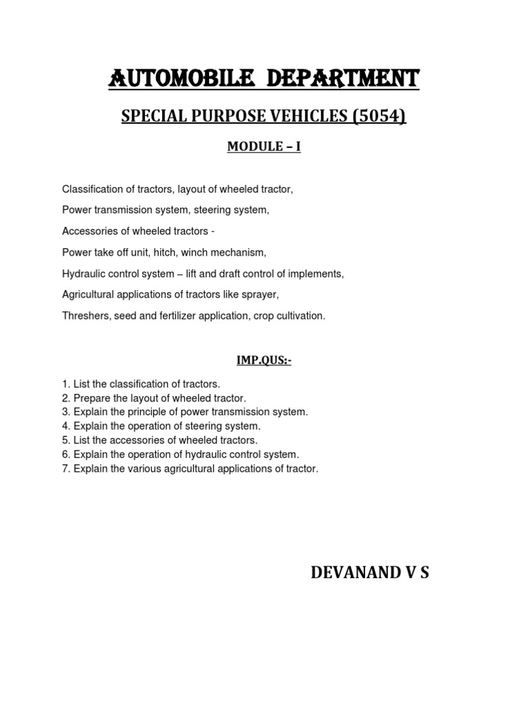 Special Purpose Vehicles (5054) | PDF | Tractor | Loader (Equipment)