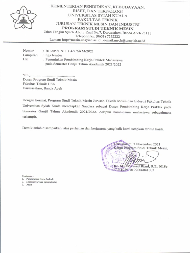 Contoh SK Pembimbing | PDF