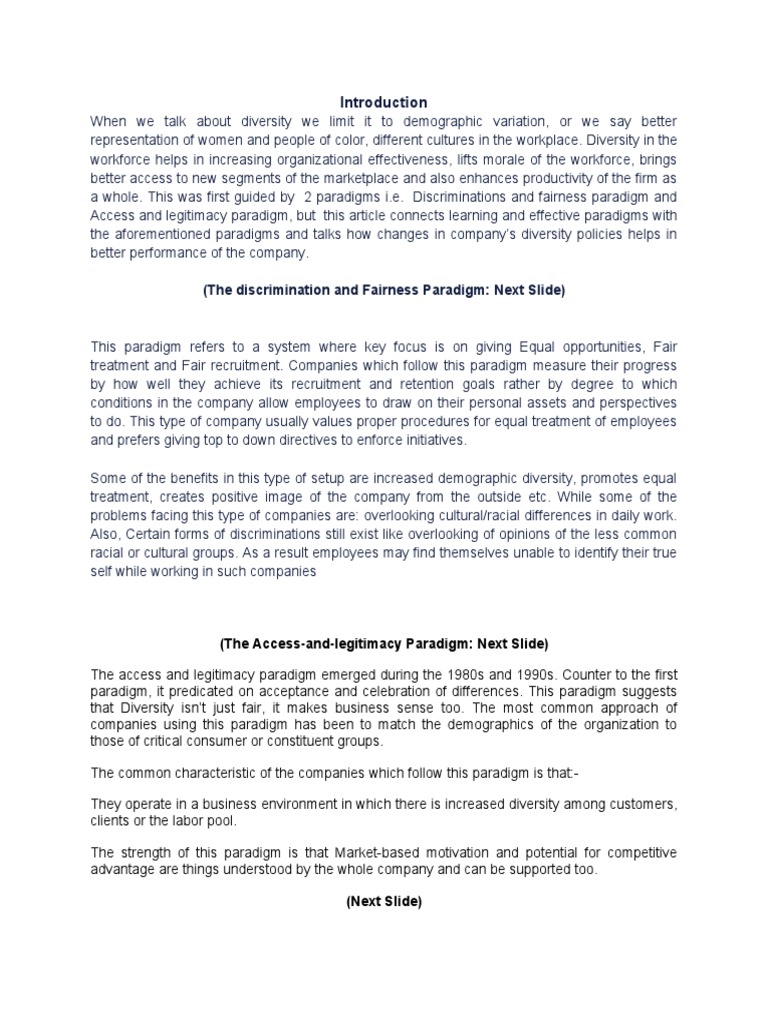 The Discrimination and Fairness Paradigm | PDF | Leadership | Employment