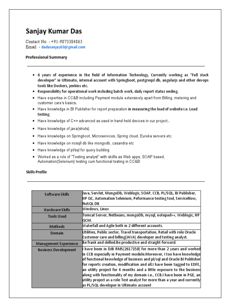 Sanjay Kumar Das: Contact No: - +91-9073384863 Email | PDF | Oracle ... Sanjay Kumar Das: Contact No: - +91-9073384863 Email | PDF | Oracle ...