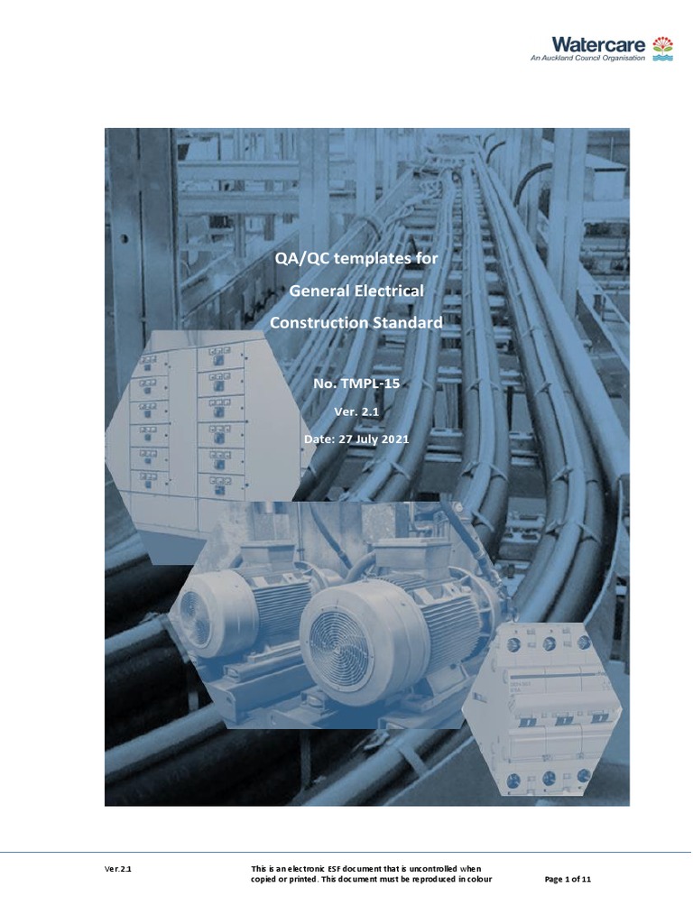 Qa Templates For Electrical Construction Standards Pdf Electrical