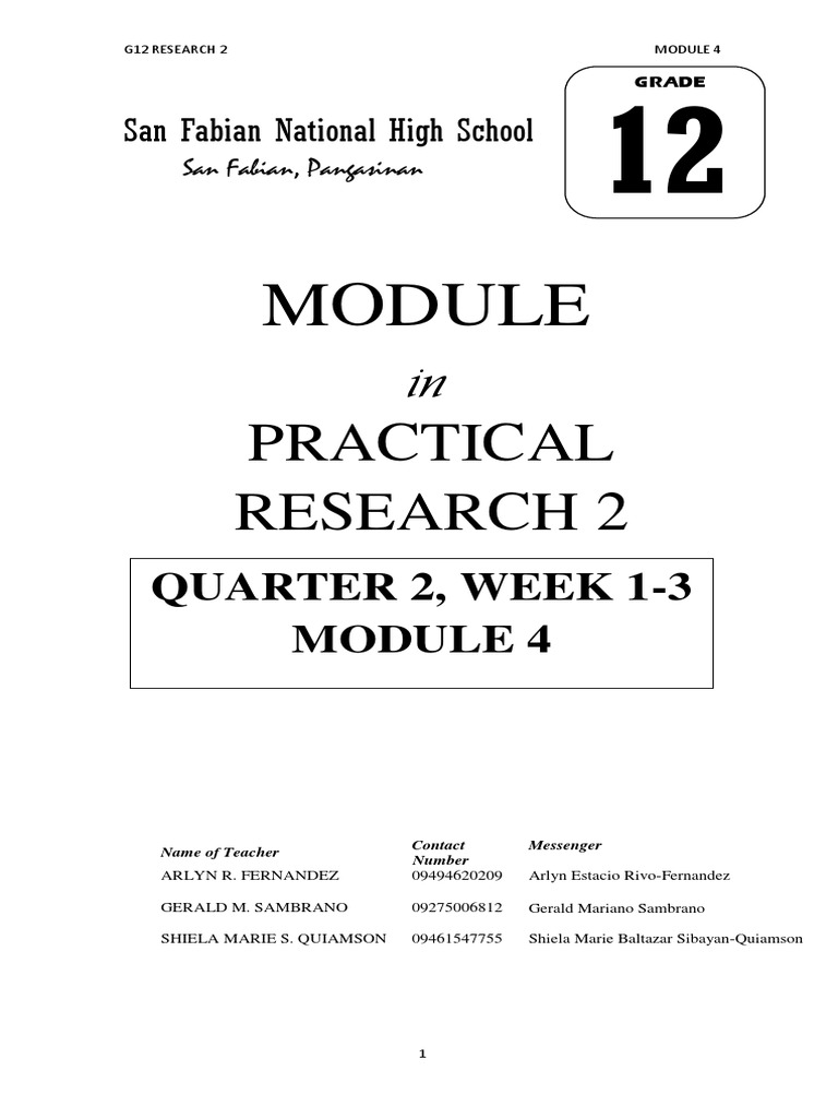 QUARTER 2 WEEK 1 3 Module 4 in Practical Research 2 | PDF | Sampling (Statistics) | Survey ...