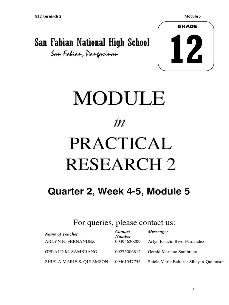 QUARTER 2 WEEK 4 5 Module 5 in Practical Research 2 | PDF | Statistics ...