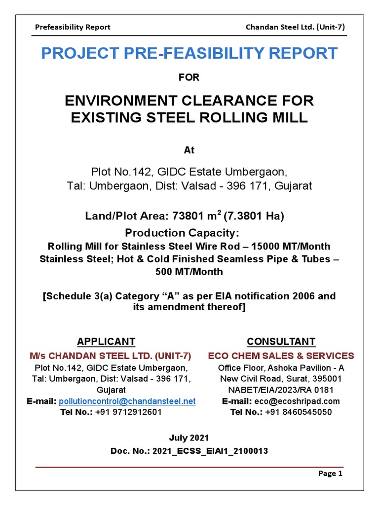 201-Chandan Steel Steel Plant Umbergaon Pfr-29!9!2021-17743423 | PDF ...