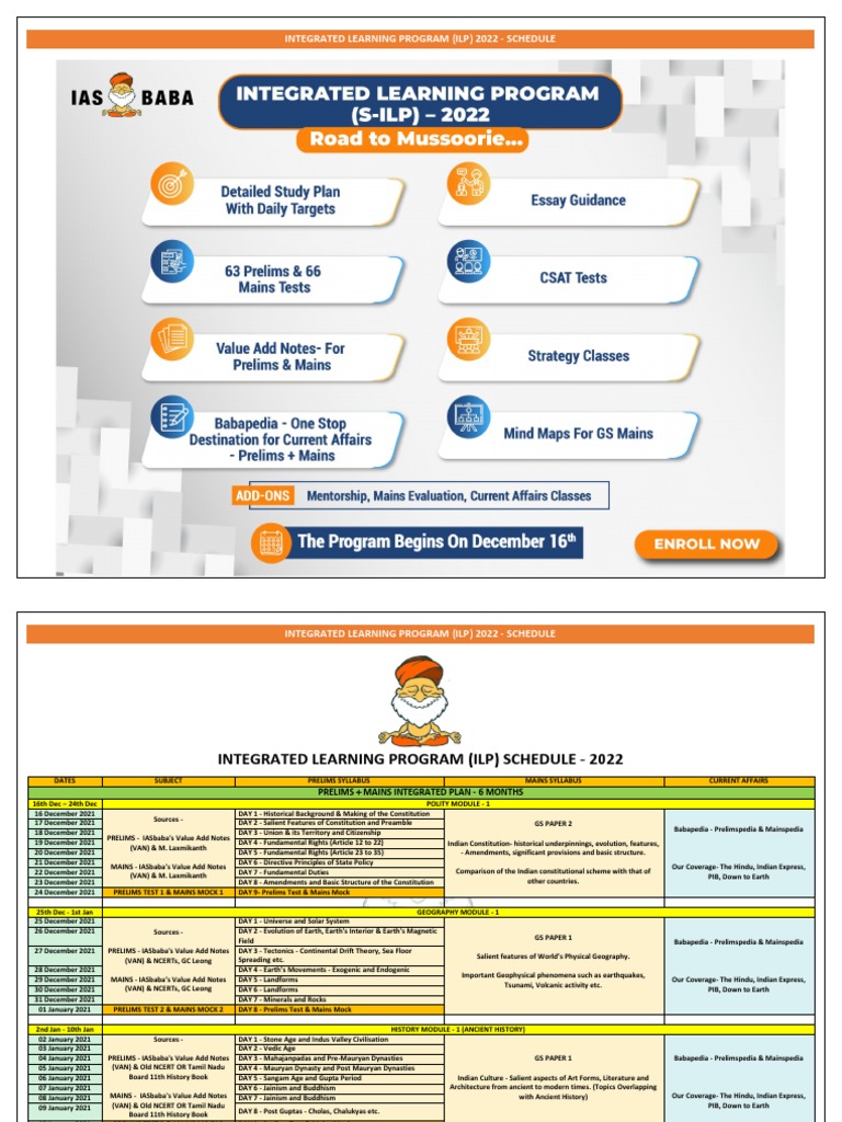 Integrated Learning Program (Ilp) 2022 - Schedule | PDF | Natural ...