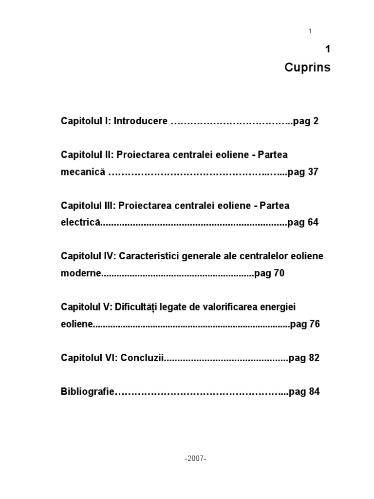 Proiect Licenta Centrale Eoliene | PDF