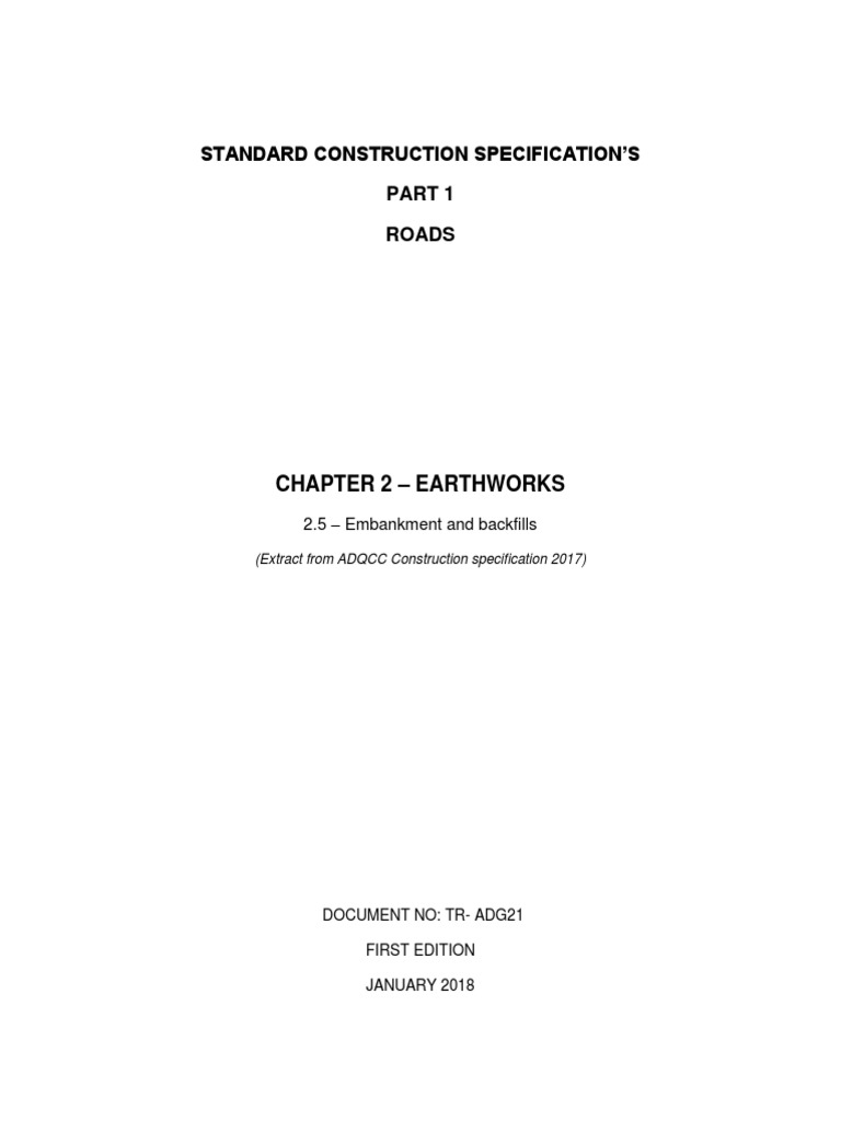 Comprehensive Specifications for Earthwork Construction Including ...