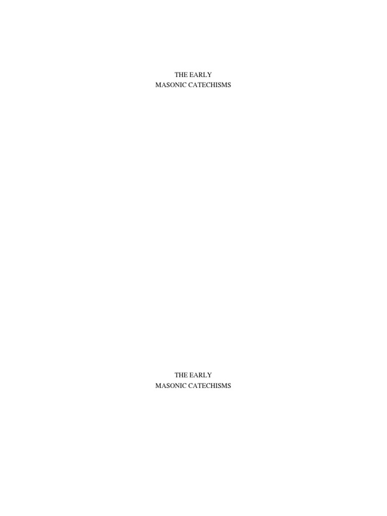 The Early Masonic Catechisms by Harry Carr | PDF | Freemasonry ...