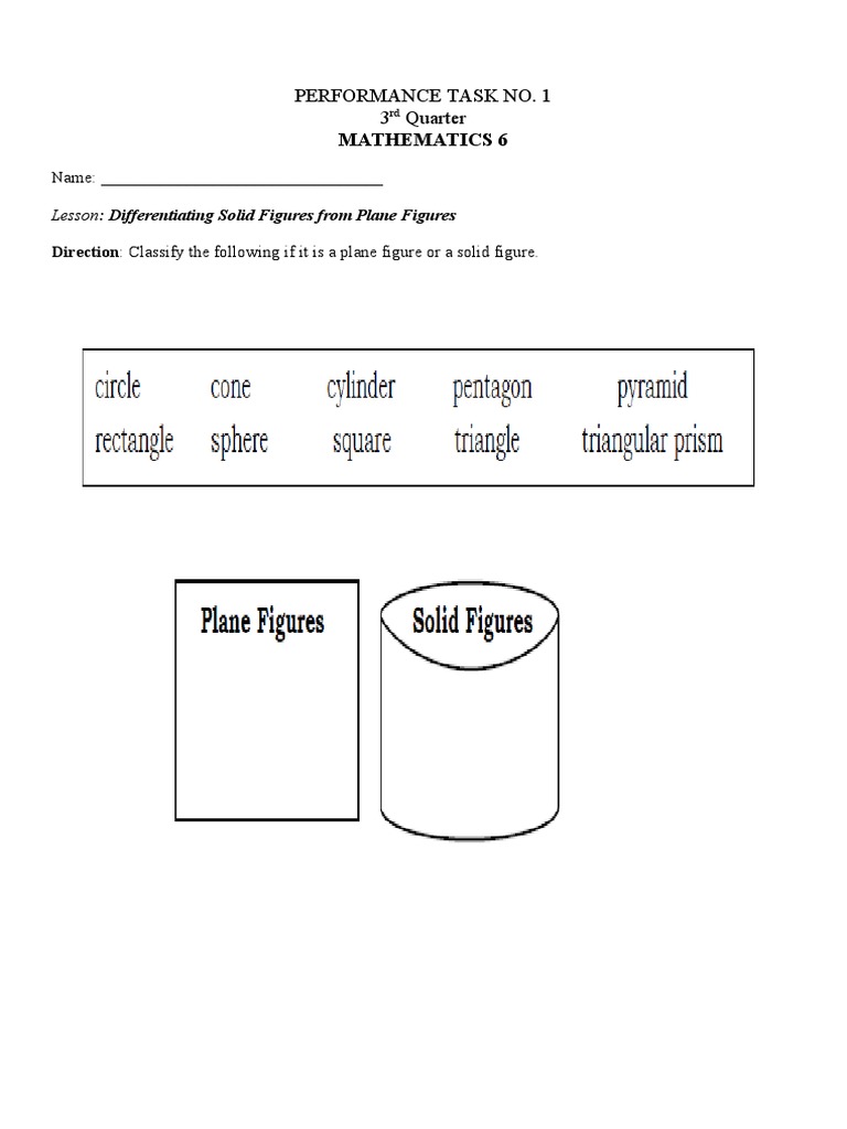 Performance Task No. 1 3 Quarter: Mathematics 6 | PDF | Mathematics